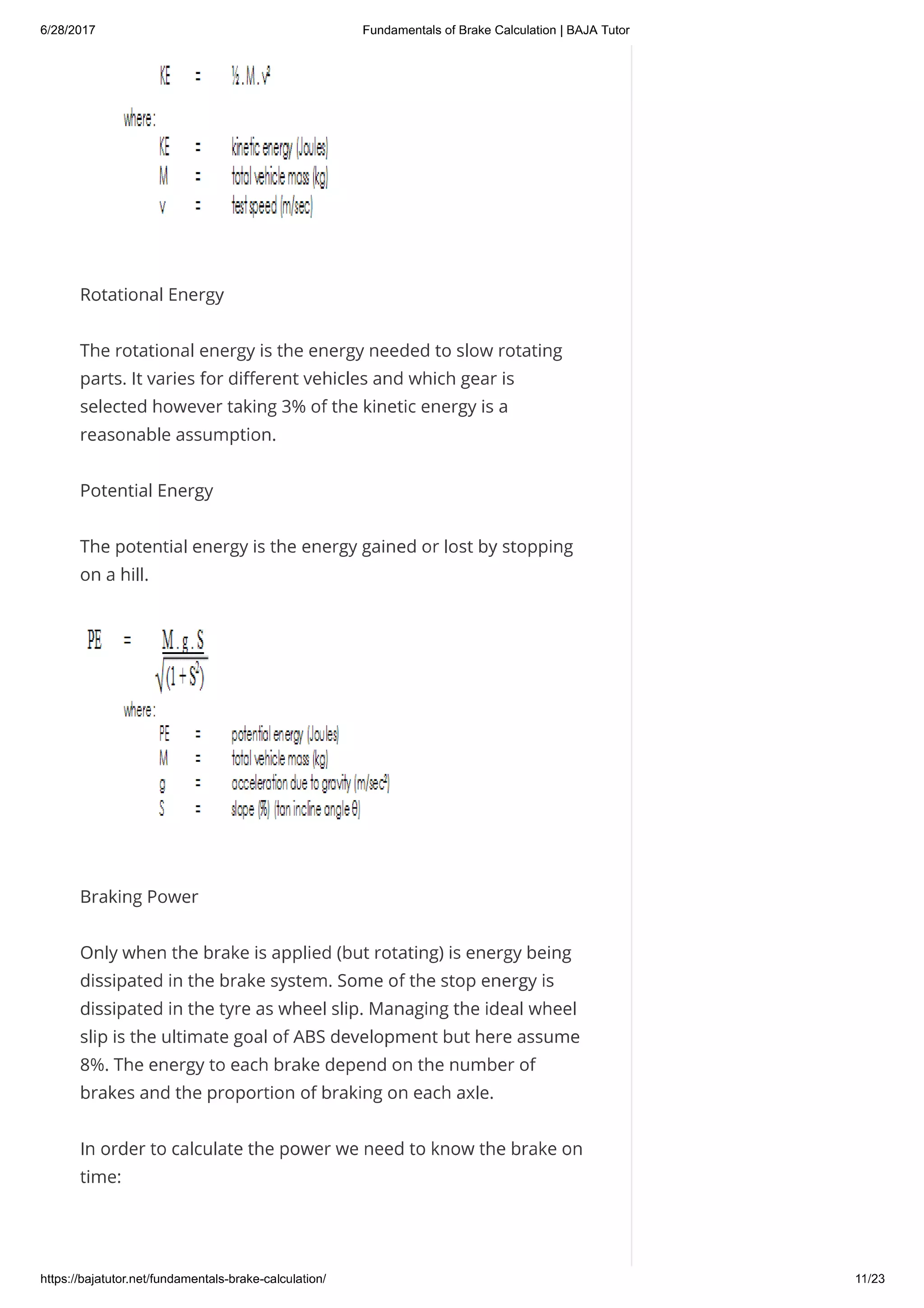 Fundamentals of brake calculation | PDF