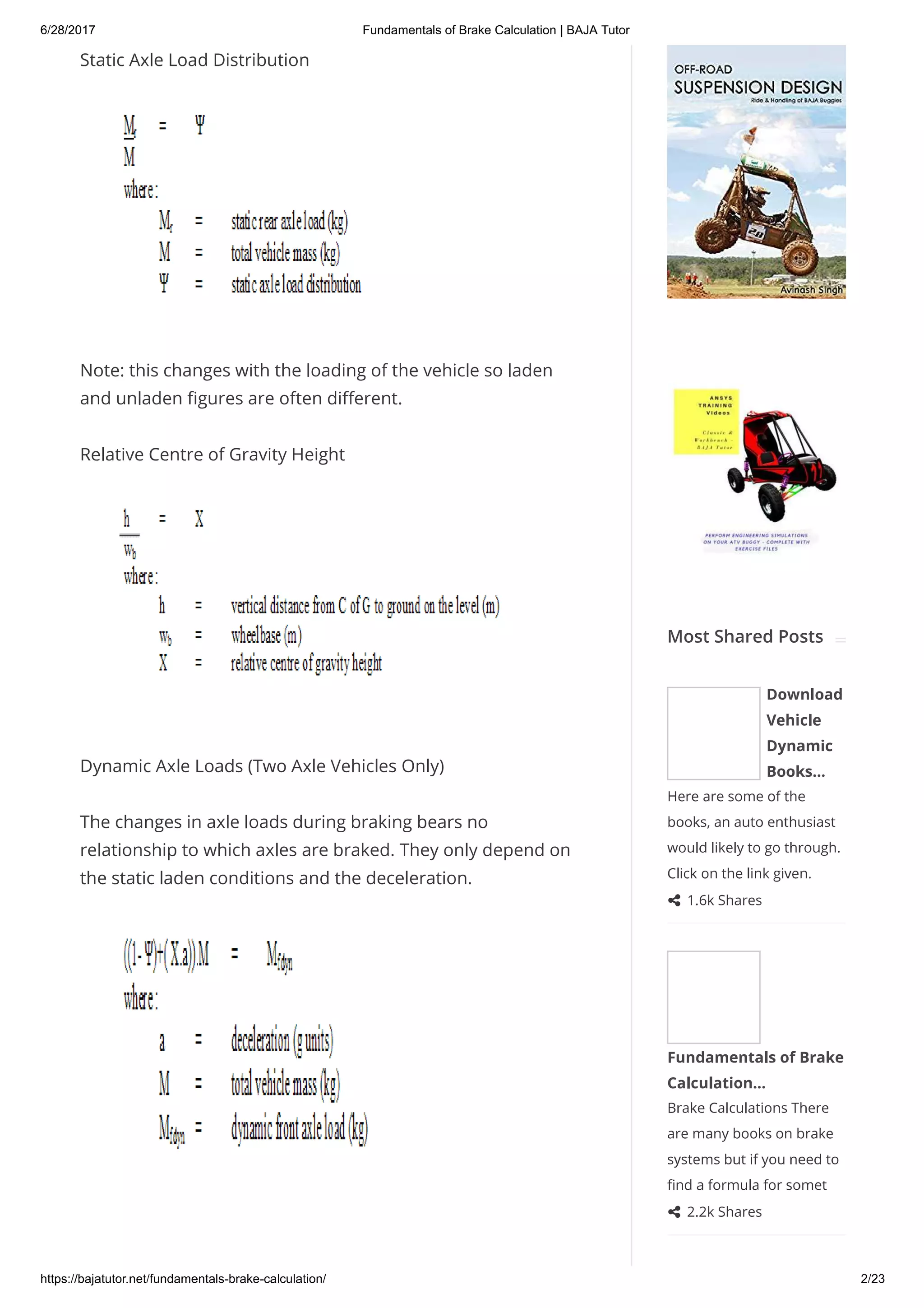Fundamentals of brake calculation | PDF