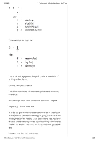 Fundamentals of brake calculation | PDF