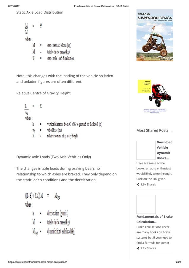 Fundamentals of brake calculation | PDF
