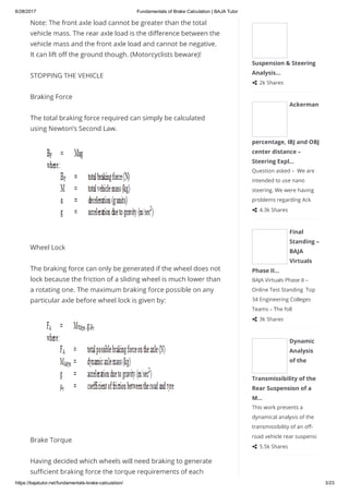 Fundamentals of brake calculation | PDF
