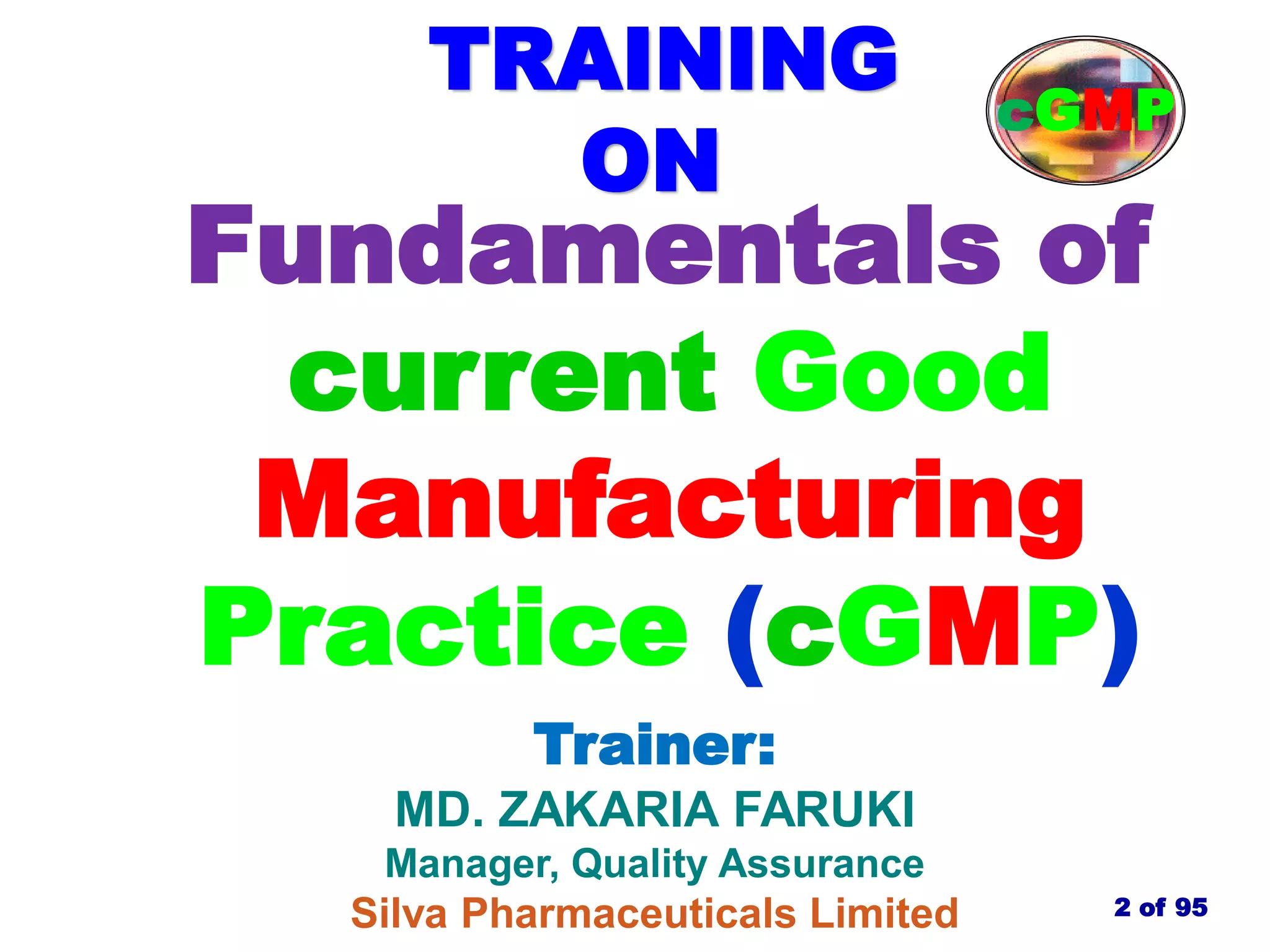 Current Good Manufacturing Practice (cGMP) | PDF