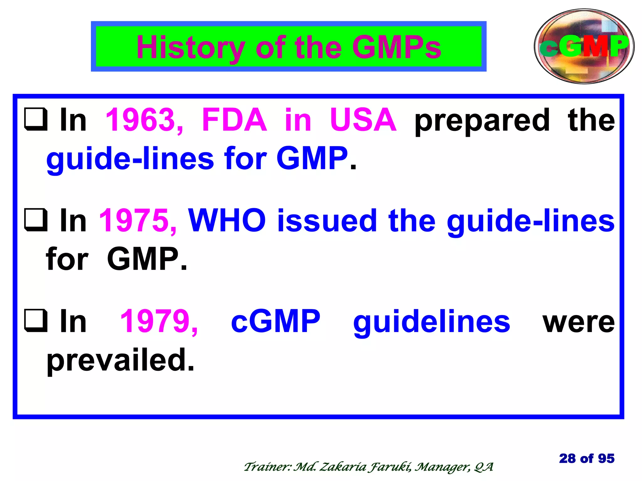 Current Good Manufacturing Practice (cGMP) | PDF