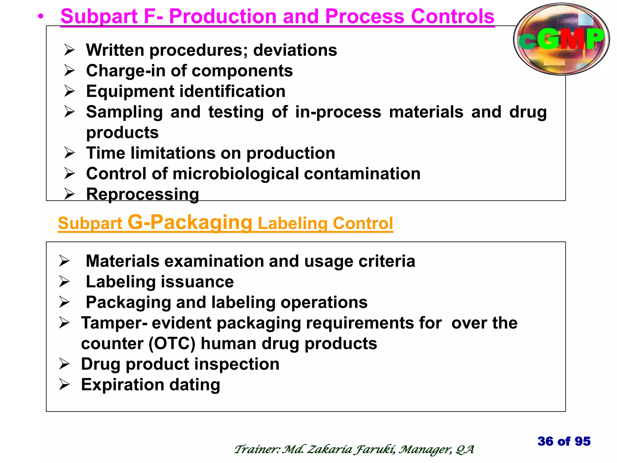 Current Good Manufacturing Practice (cGMP) | PDF