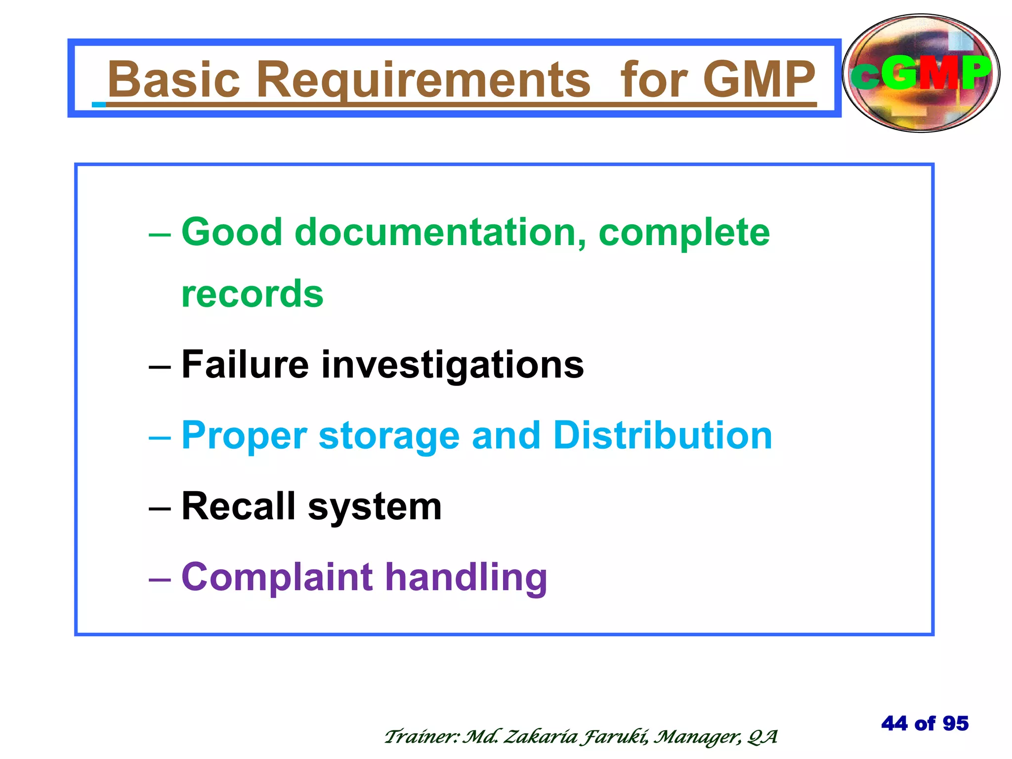 Current Good Manufacturing Practice (cGMP) | PDF