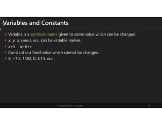 Fundamentals of c language | PPT