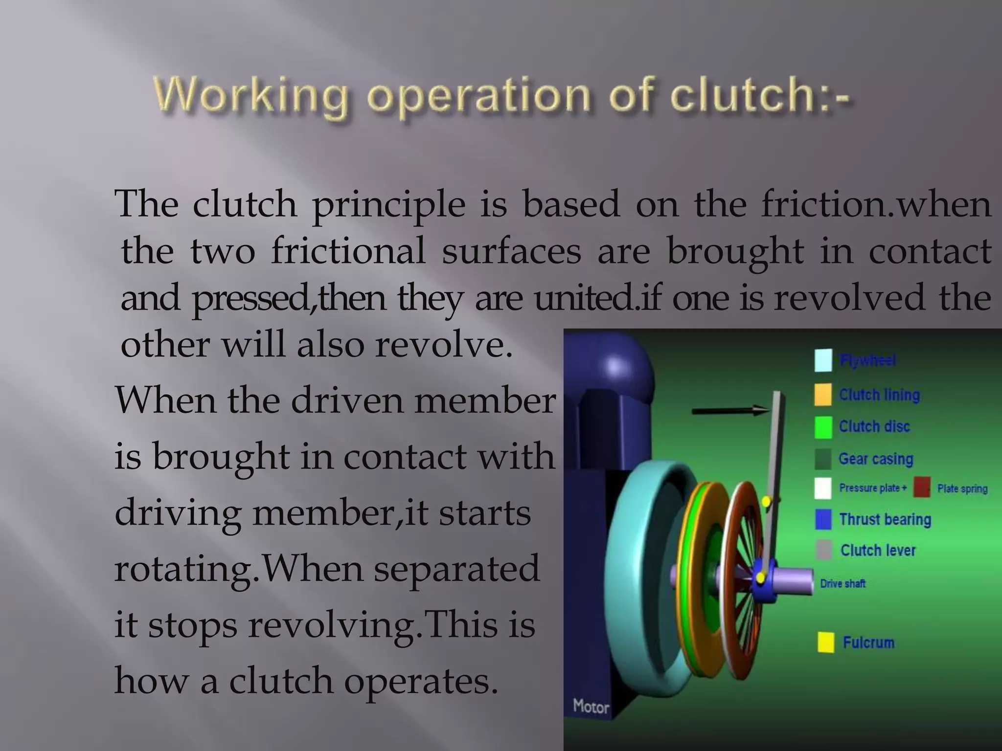 Fundamentals of clutch and its types | PPTX