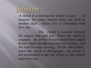 Fundamentals of clutch and its types | PPTX