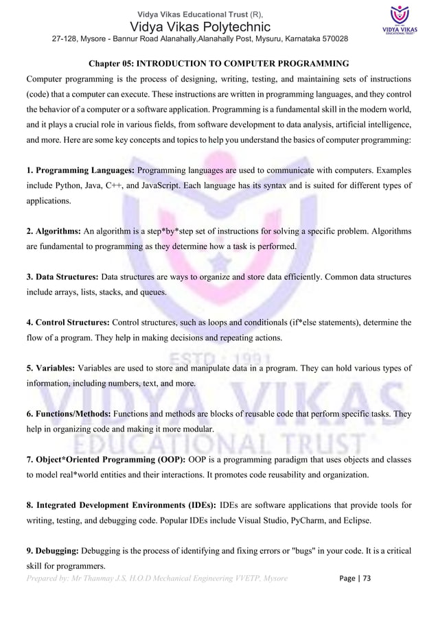 Fundamentals of Computer 20CS11T Chapter 5.pdf | Programming Languages | Computing