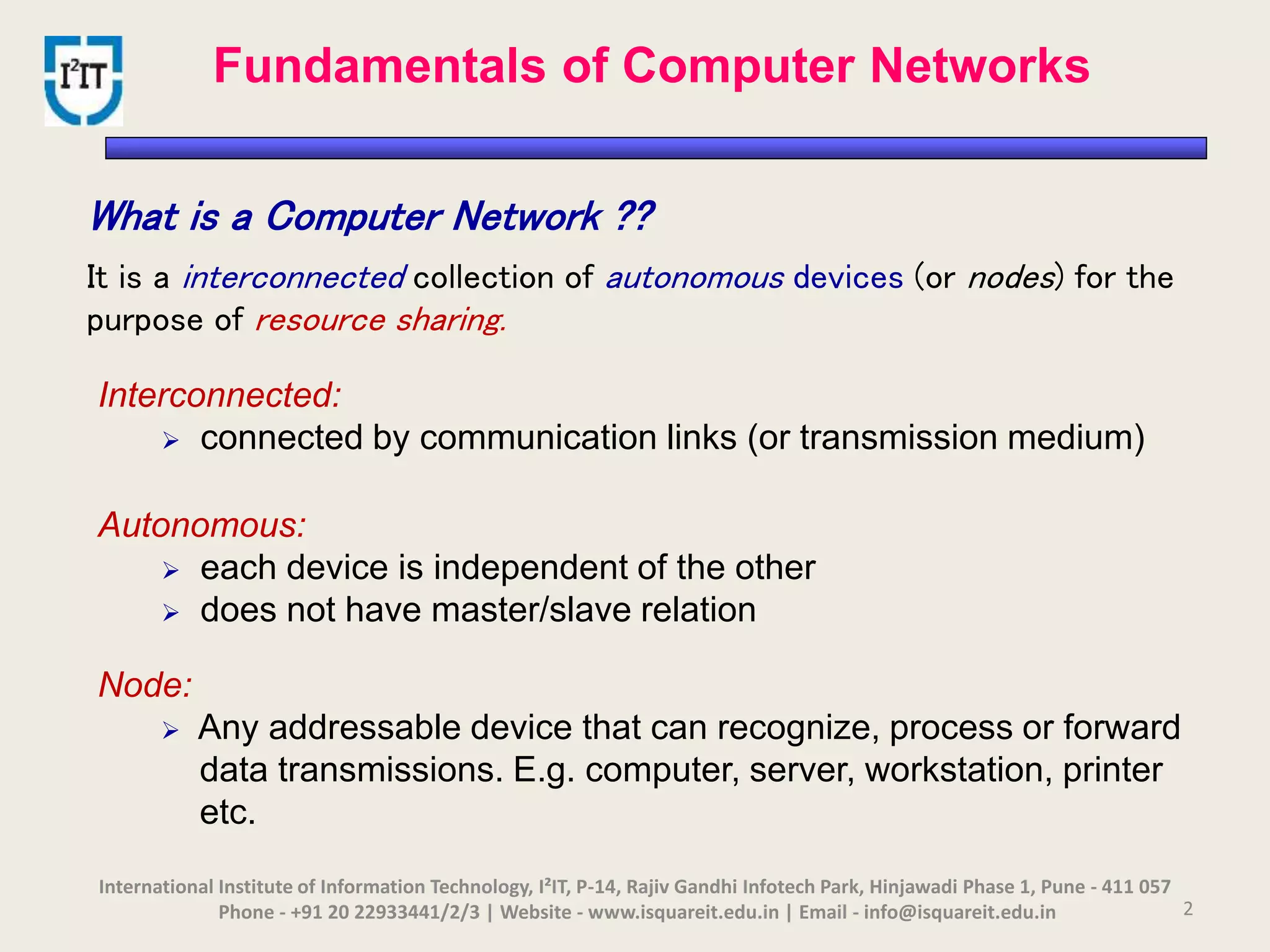 Fundamentals of Computer Networks | PPTX