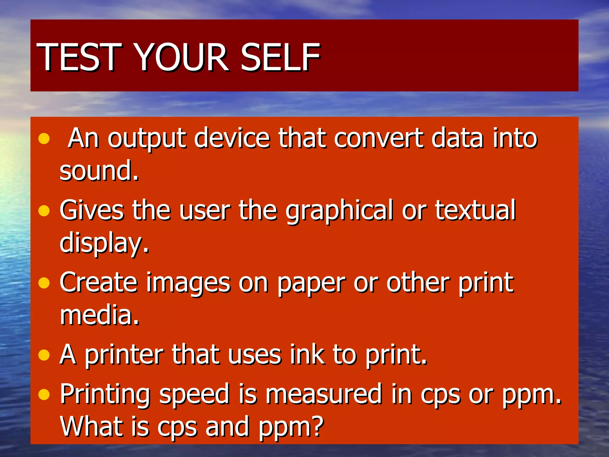 Fundamentals of computer output devices | PPT