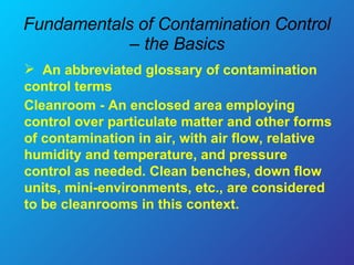 Fundamentals Of Contamination Control | PPT