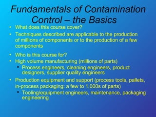 Fundamentals Of Contamination Control | PPT