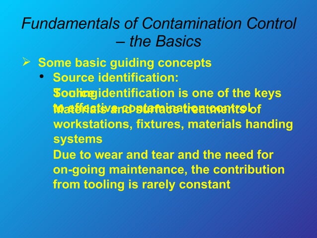 Fundamentals Of Contamination Control | PPT | Mechanical and Industrial ...