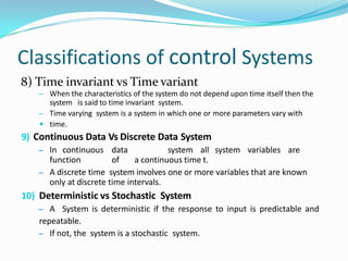 automatic control, Basic Definitions, Classification of Control systems ...
