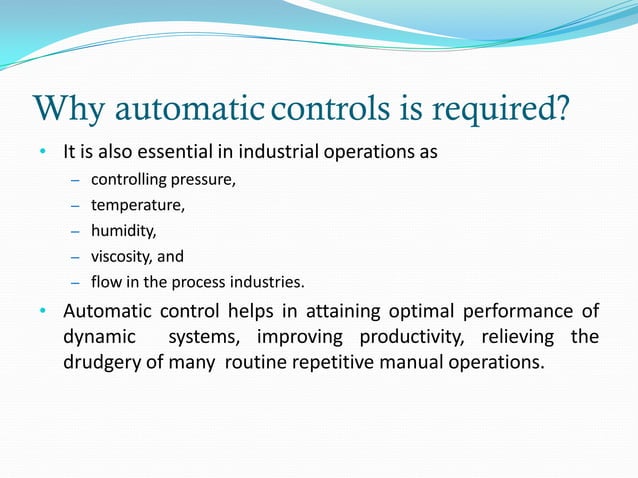 automatic control, Basic Definitions, Classification of Control systems ...