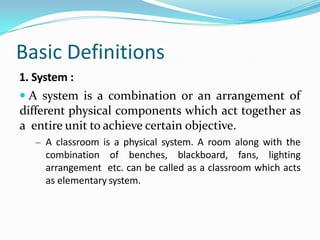 automatic control, Basic Definitions, Classification of Control systems ...