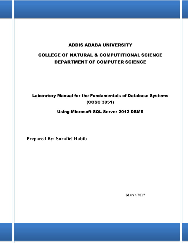 Fundamentals of Database Systems Laboratory Manual | PDF | Databases | Computer Software and ...