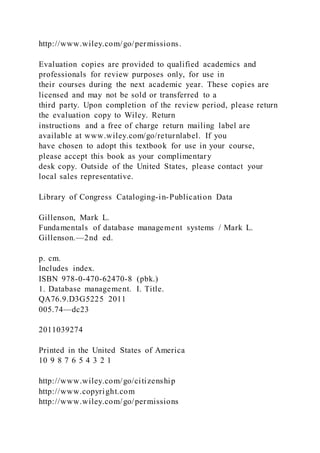 FUNDAMENTALSOF DATABASEMANAGEMENTSYSTEMSSe | PDF