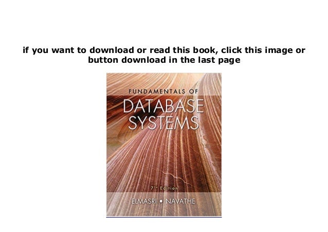 Fundamental Of Database Systems 7th Edition Pdf