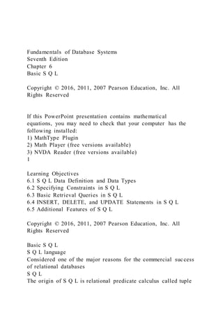 Fundamentals of Database SystemsSeventh EditionChapter 6Ba | PDF