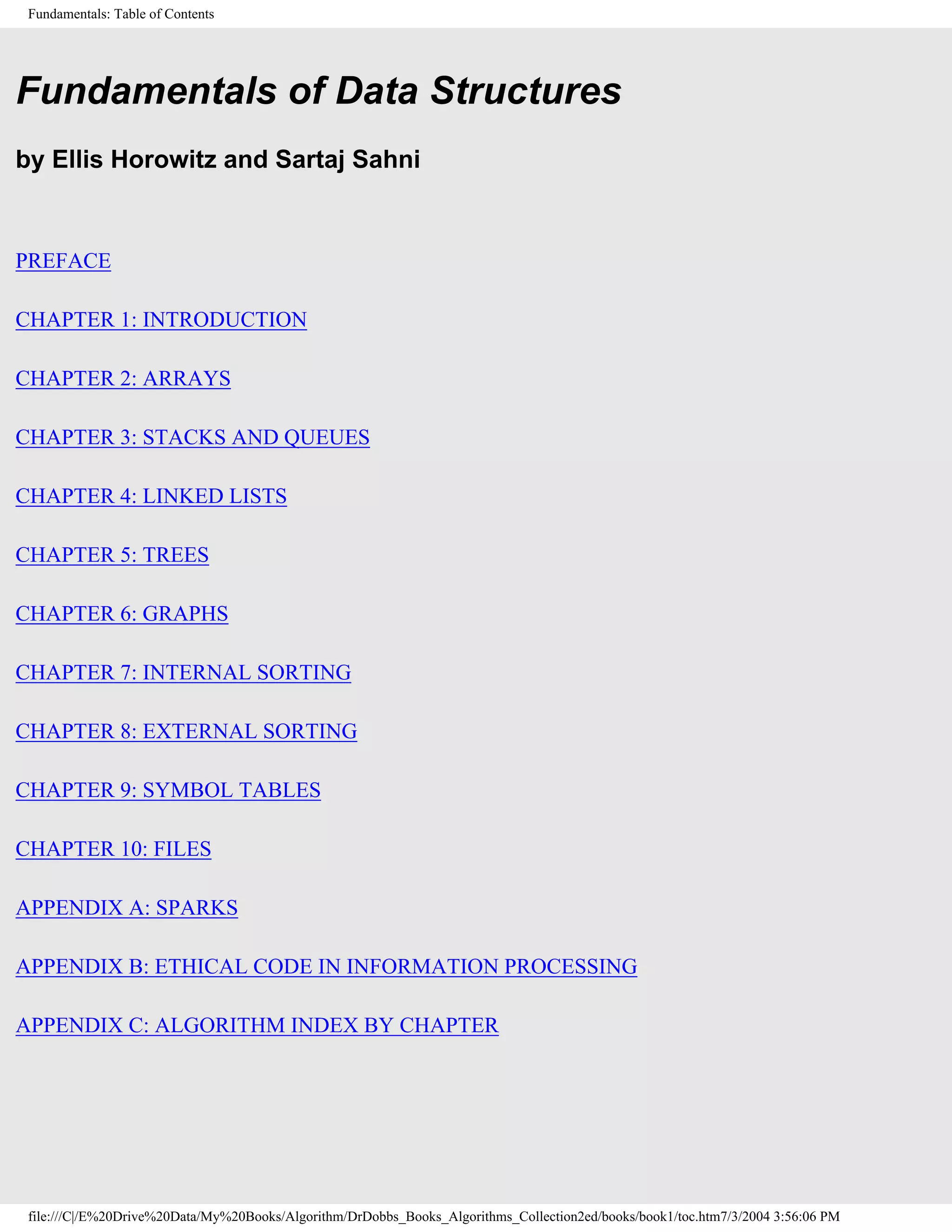 Fundamentals of data structures ellis horowitz & sartaj sahni | PDF