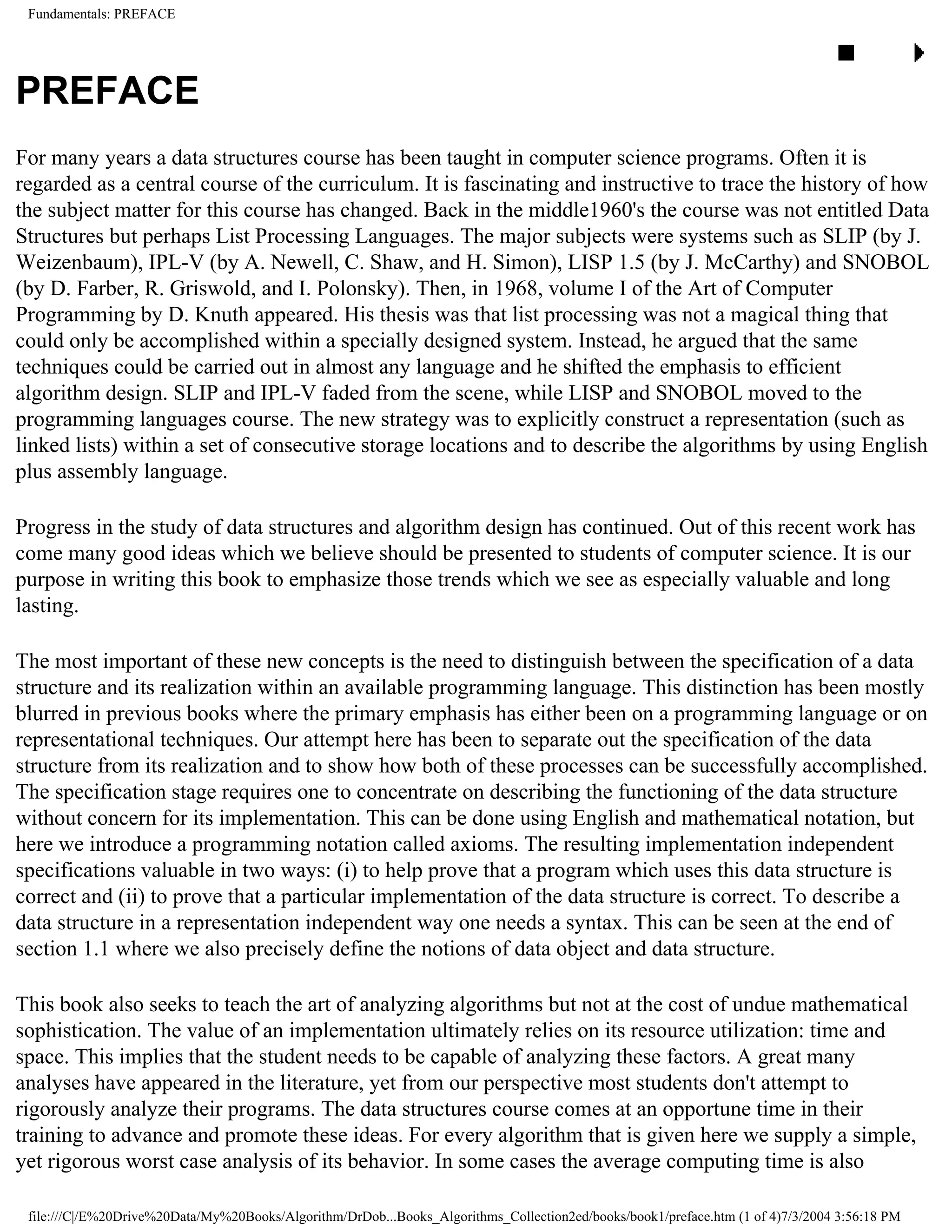 Fundamentals of data structures ellis horowitz & sartaj sahni | PDF