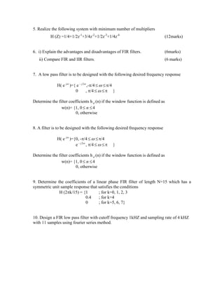 Fundamentals of Digital Signal Processing - Question Bank | PDF