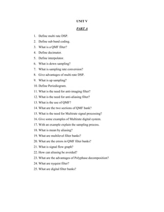 Fundamentals of Digital Signal Processing - Question Bank | PDF