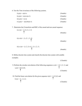 Fundamentals of Digital Signal Processing - Question Bank | PDF