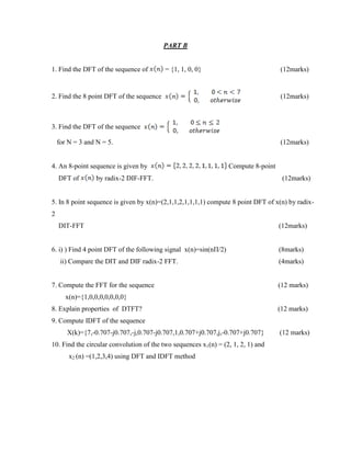 Fundamentals of Digital Signal Processing - Question Bank | PDF
