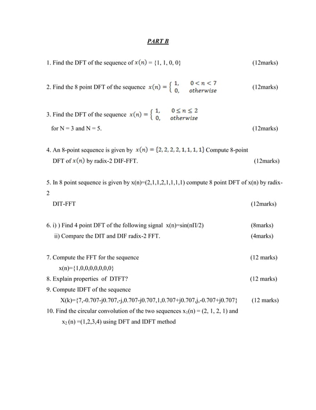 Fundamentals of Digital Signal Processing - Question Bank | PDF ...