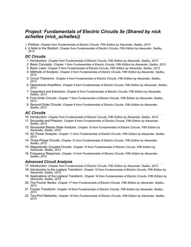 Fundamentals of electric circuits 5e | PDF