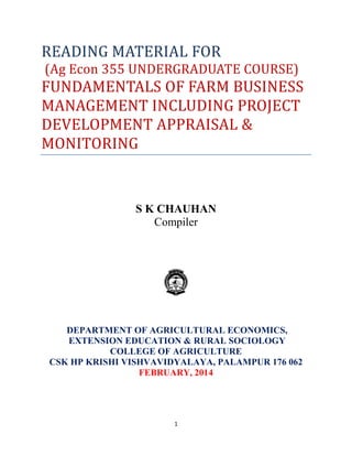 Fundamentals of farm business management material | PDF