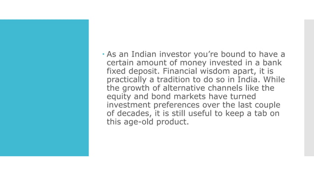 Know about Fundamentals of Fixed Deposits | PPT