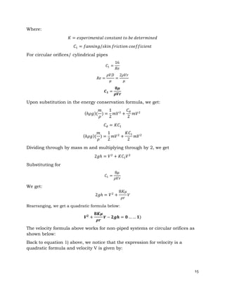 DERIVATION OF THE MODIFIED BERNOULLI EQUATION WITH VISCOUS EFFECTS ...