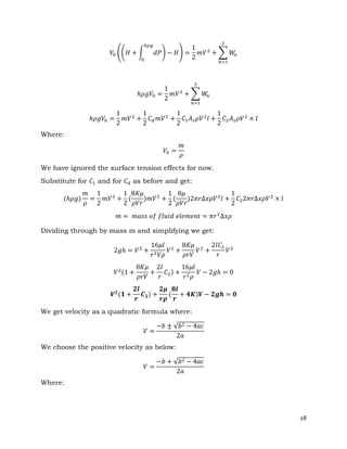 DERIVATION OF THE MODIFIED BERNOULLI EQUATION WITH VISCOUS EFFECTS ...