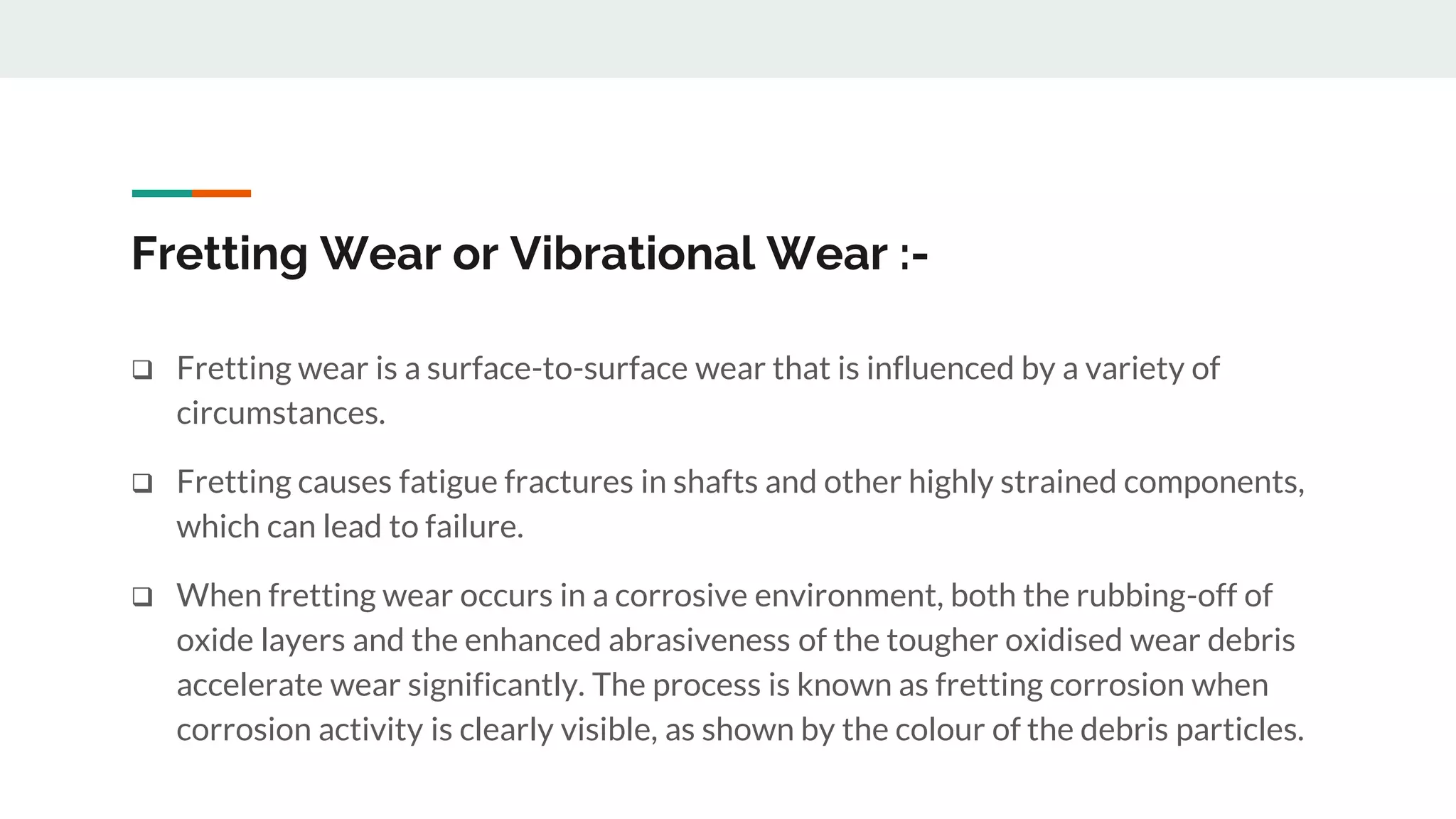 FUNDAMENTALS OF FRETTING WEAR.pptx | Geology | Science