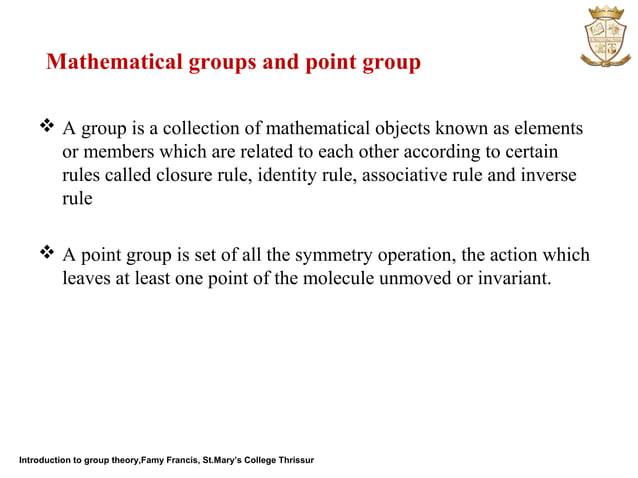 Chemistry-Fundamentals of group theory | PPT