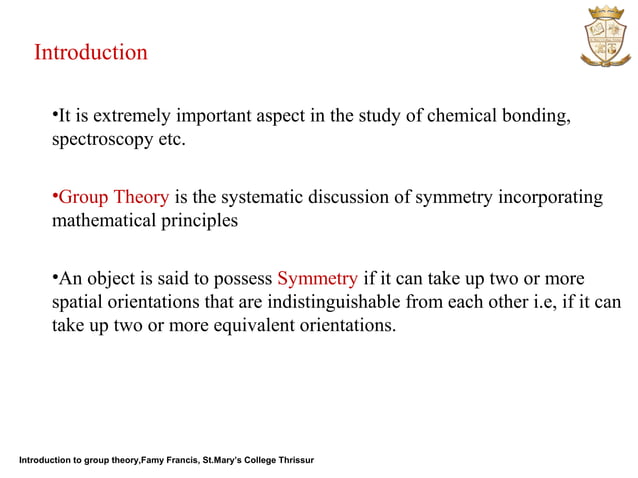Chemistry-Fundamentals of group theory | PPT