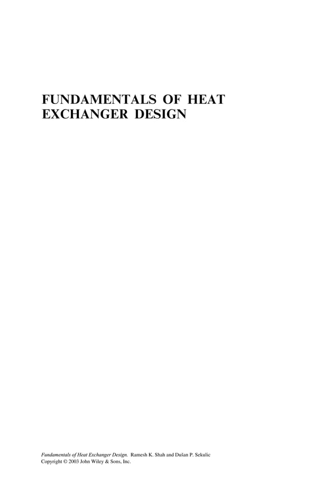 Fundamentals of heat exchanger design | PDF