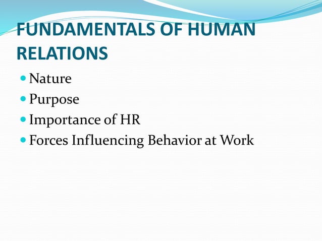Fundamentals of Human Relations / Fundamentals of Human Behavior | PPTX ...