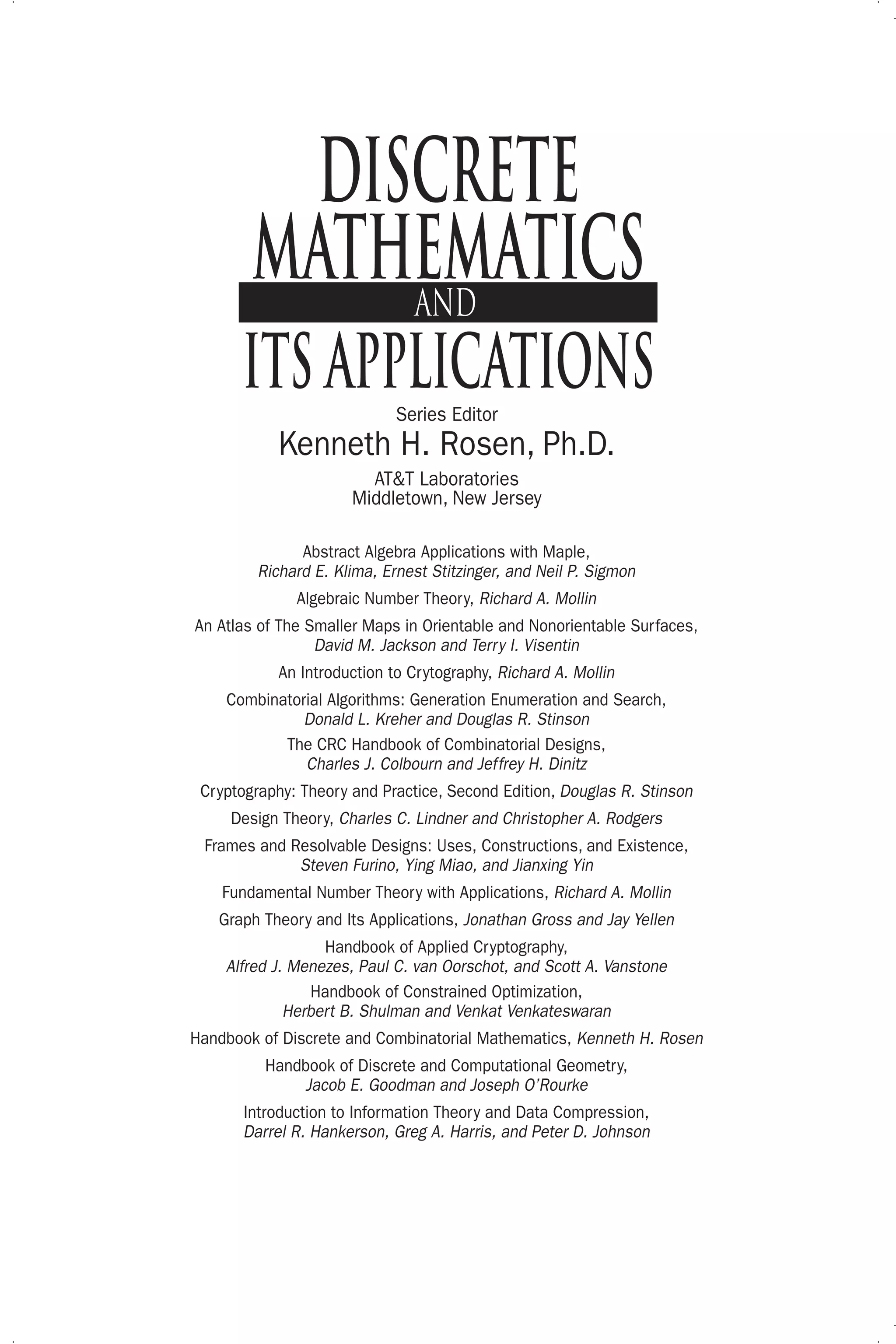 Fundamentals Of Informationtheoryandcodingdesigndiscretemathematicsanditsapplications