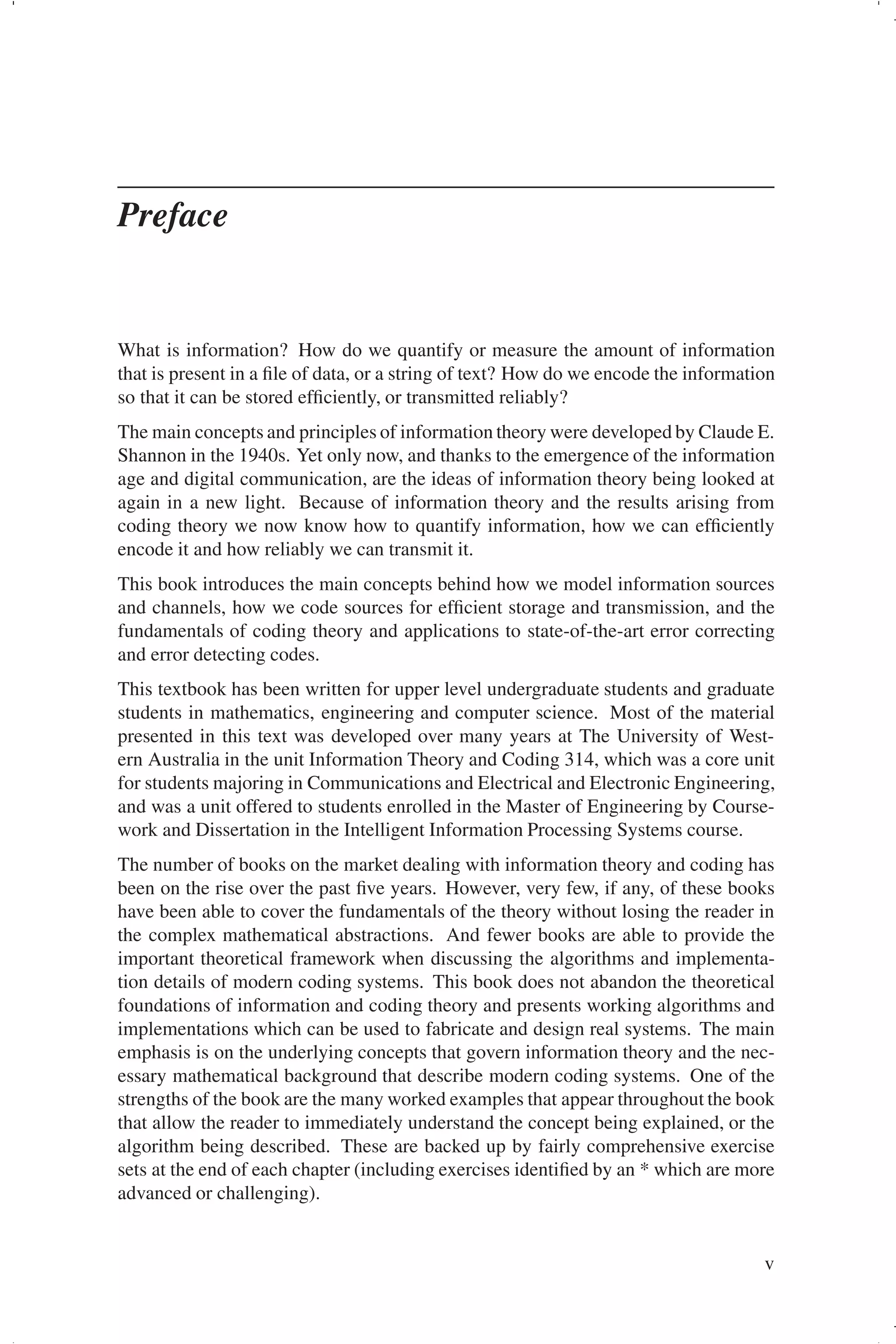 Fundamentals Of Informationtheoryandcodingdesigndiscretemathematicsanditsapplications