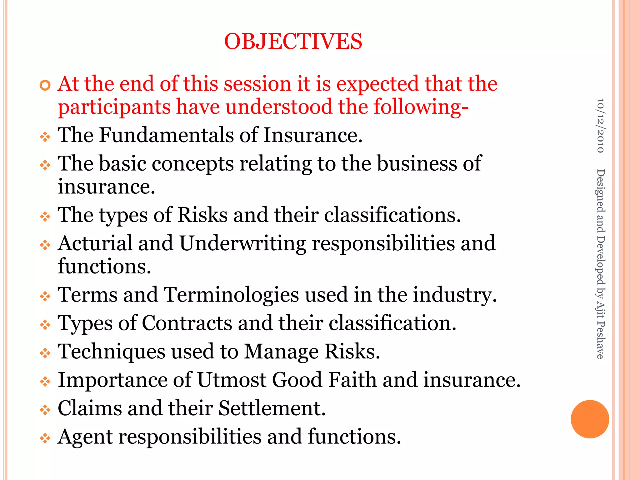 Fundamentals Of Insurance(2) | PPSX