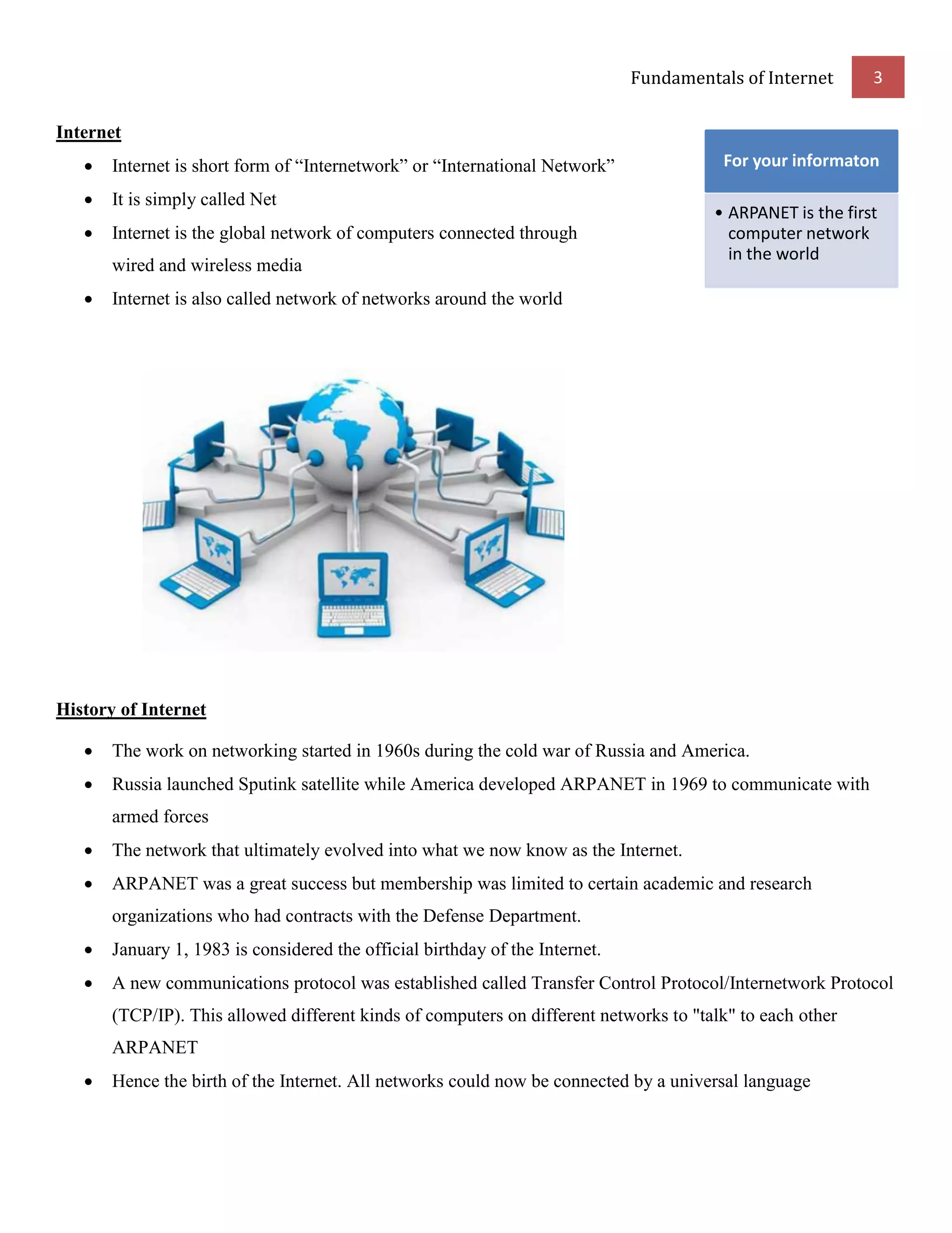 Fundamentals of internet | PDF