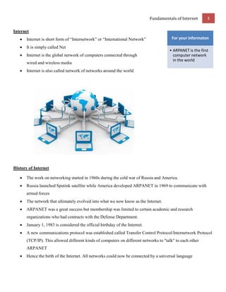 Fundamentals of internet | PDF