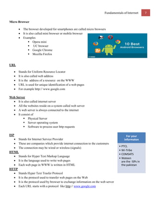 Fundamentals of internet | PDF