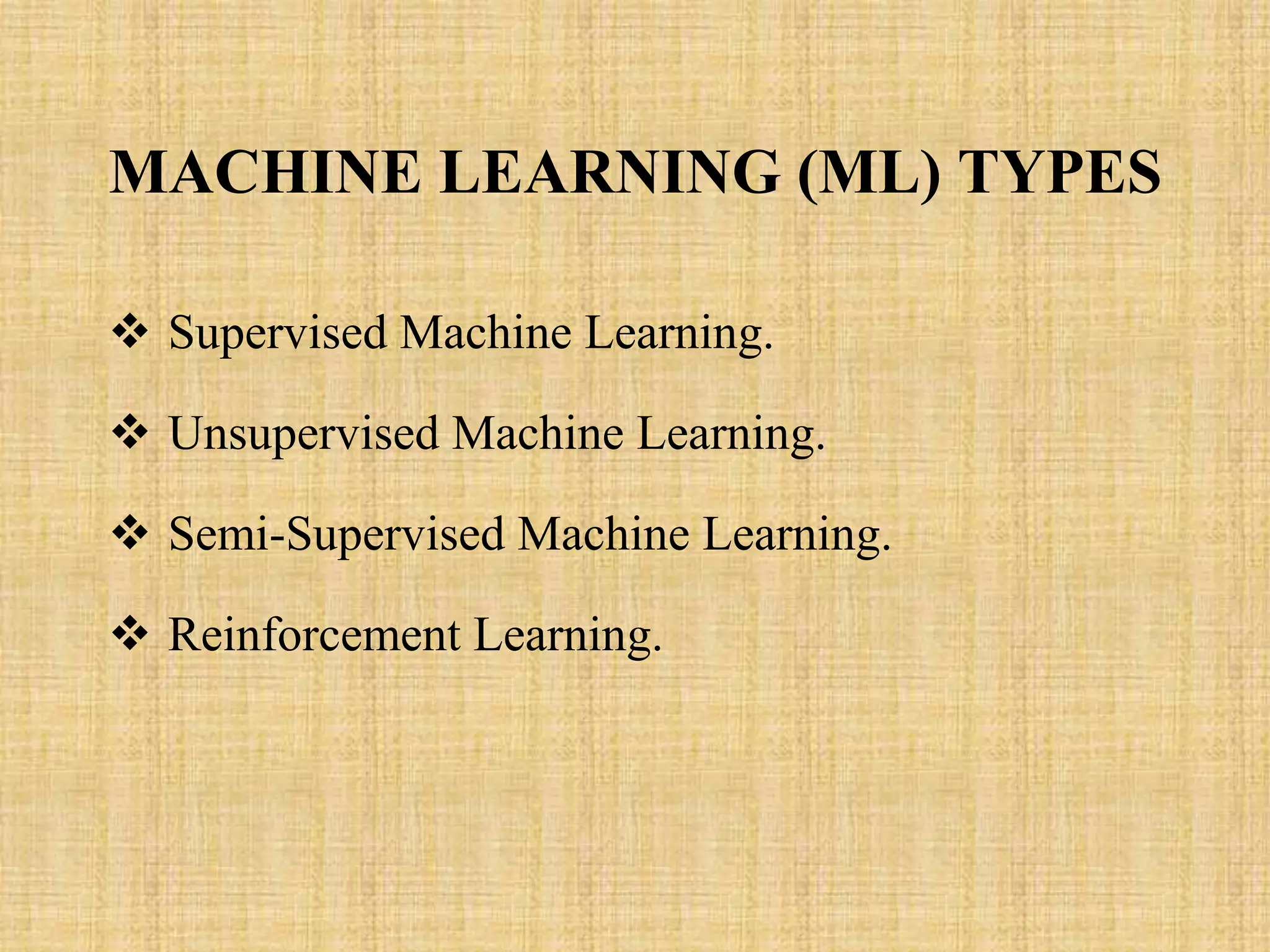 FUNDAMENTALS OF MACHINE LEARNING & IT’S TYPES | PPT