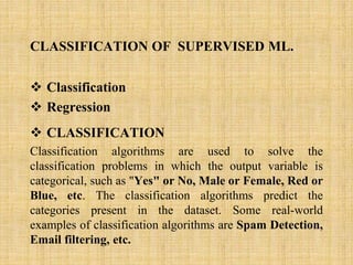FUNDAMENTALS OF MACHINE LEARNING & IT’S TYPES | PPT